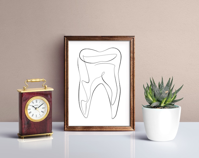 Mandibular Arch in Gray - Abstract Teeth Watercolor Print, Dental Art ...