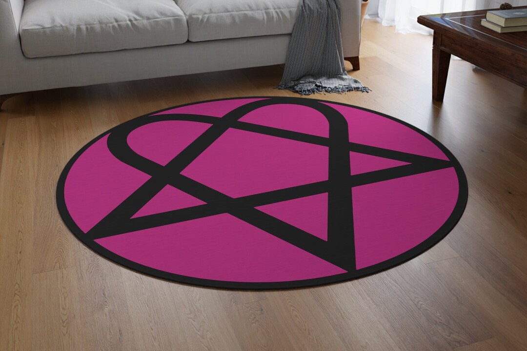 HIM Heartagram Logo 60 Hot Pink Goth Round Rug Premium Floor Decor - Etsy