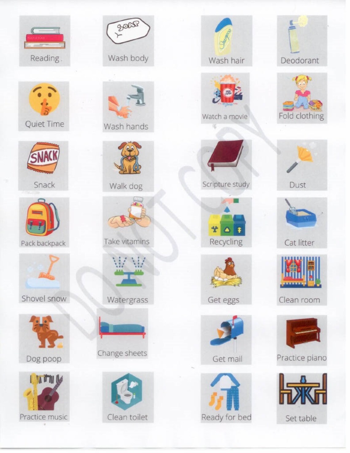 My Daily Responsibilities Printable, Chore Chart, Routine Chart ...