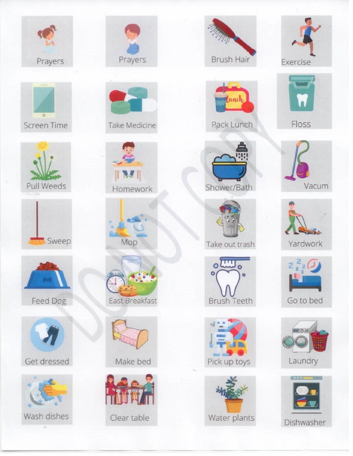 My Daily Responsibilities Printable, Chore Chart, Routine Chart ...