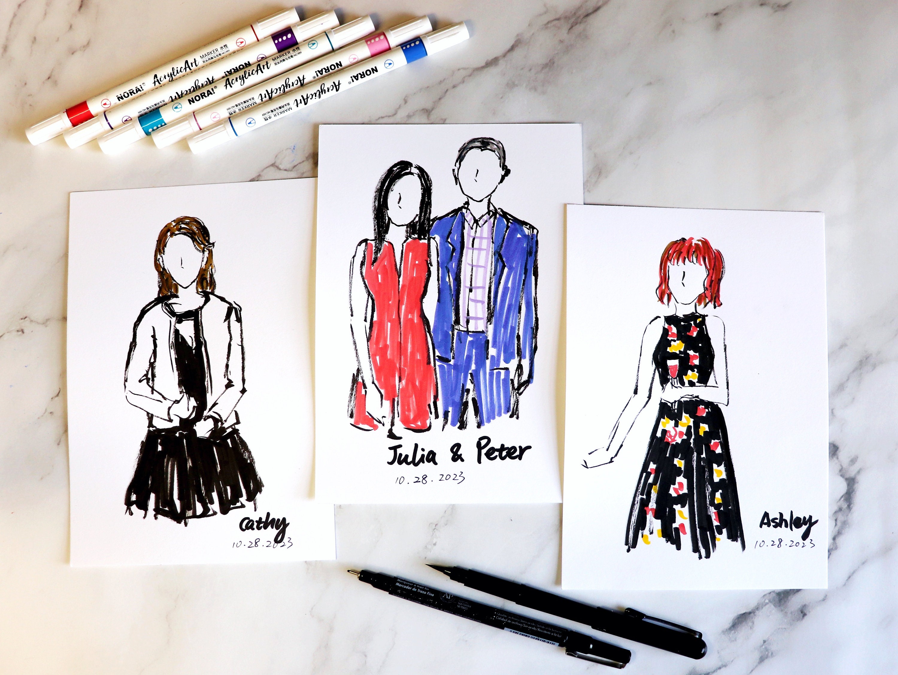 Live Wedding Guest Portraits Drawing in South Florida, Live Guest ...