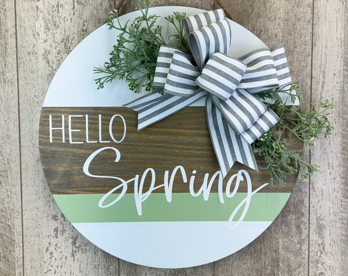 Hello Spring Door Hanger, Spring Decor, Spring Door Sign, Front Door ...