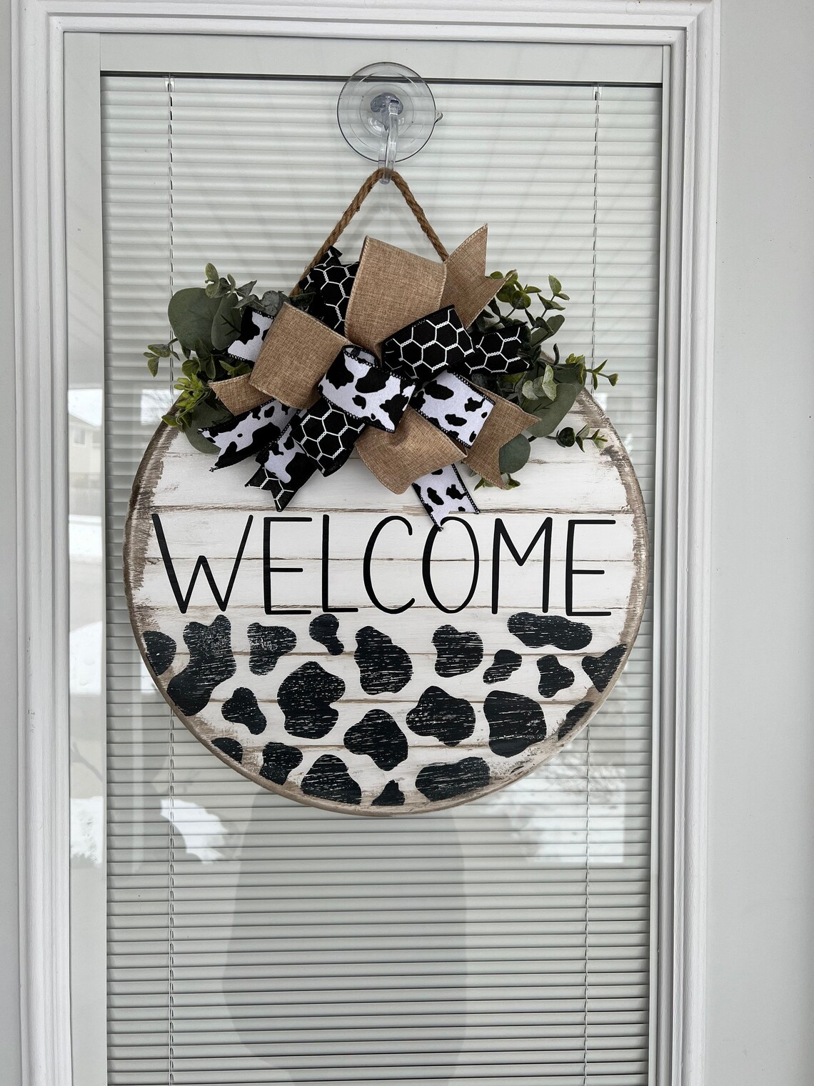 Front Door Decor Cow Print Door Hanger Western Decor Cow - Etsy