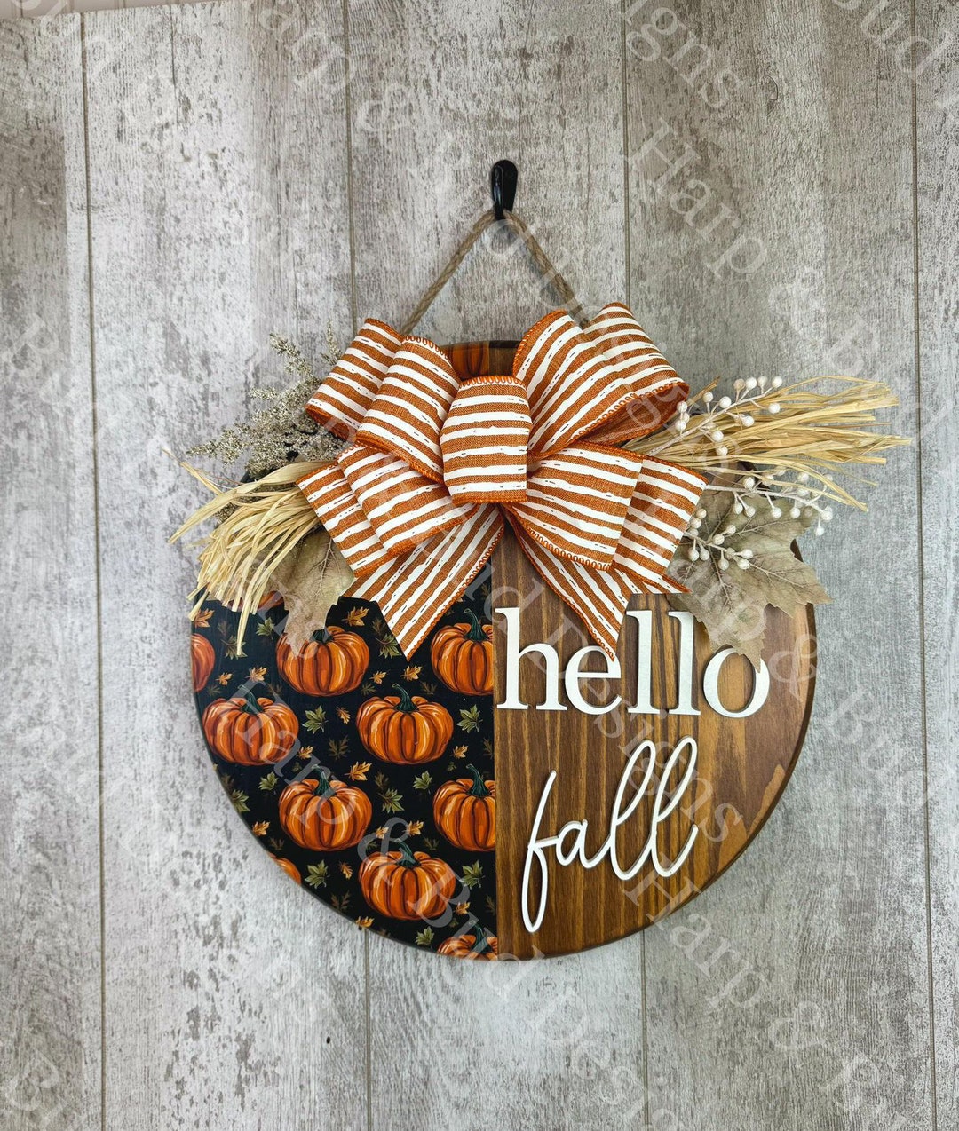 Fall Door Hanger, Hello Fall Pumpkin Door Hanger, Fall Door Decor, Fall ...
