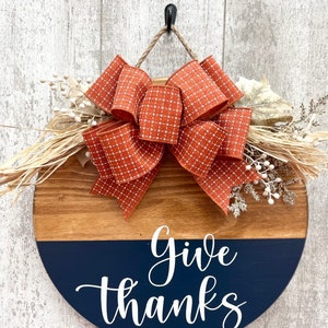 Fall Door Hanger Give Thanks Door Sign Thanksgiving Wreath - Etsy