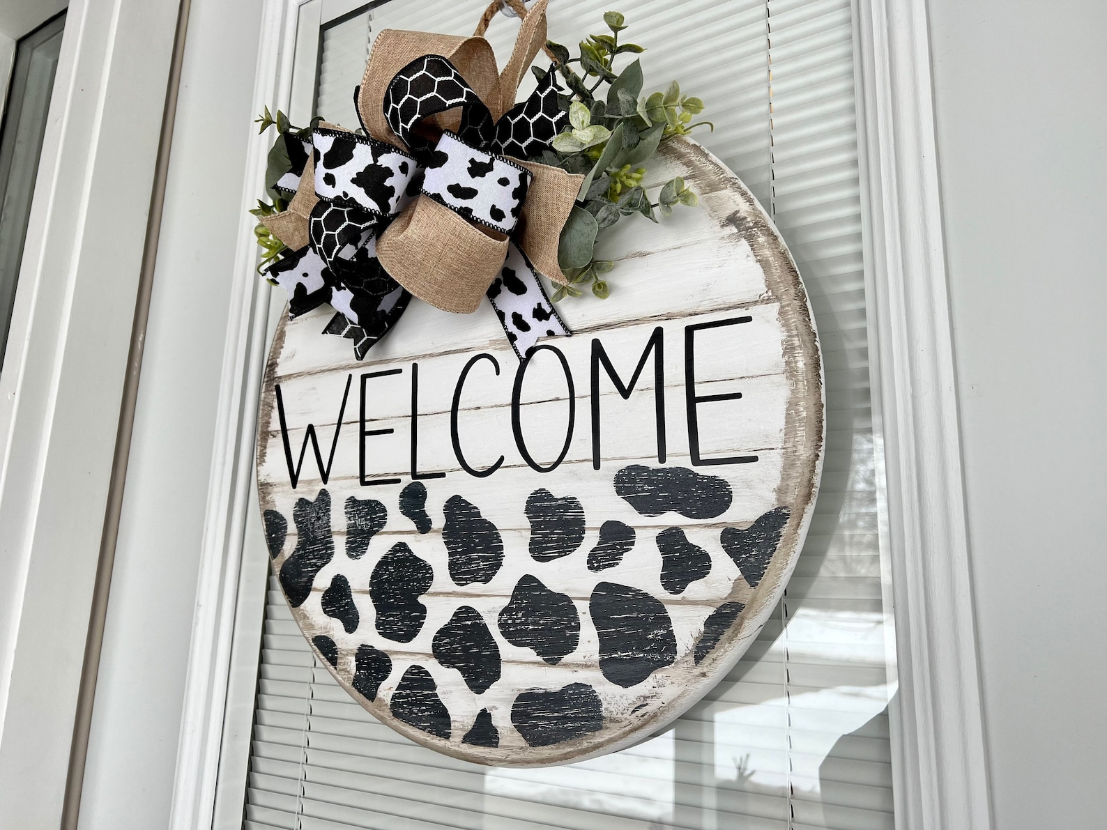 Front Door Decor Cow Print Door Hanger Western Decor Cow - Etsy