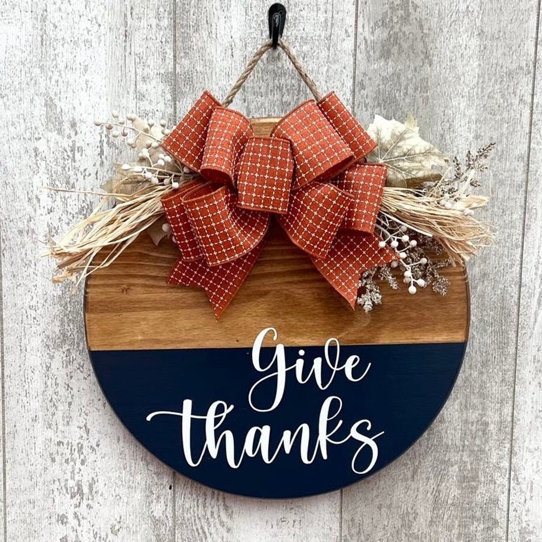 Fall Door Hanger Give Thanks Door Sign Thanksgiving Wreath - Etsy