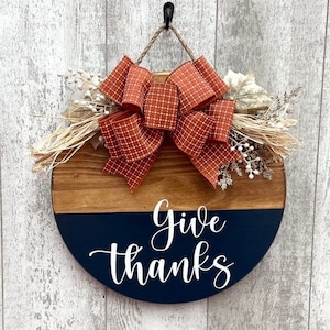 Fall Door Hanger Give Thanks Door Sign Thanksgiving Wreath - Etsy