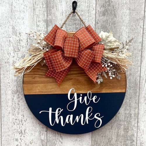 Fall Door Hanger Give Thanks Door Sign Thanksgiving Wreath - Etsy