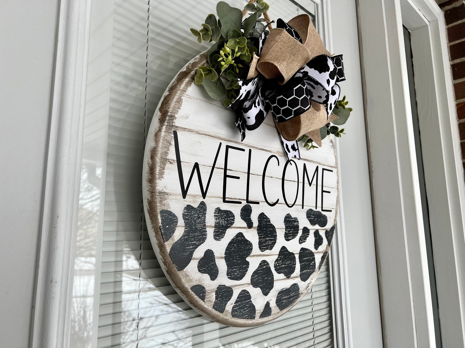 Front Door Decor Cow Print Door Hanger Western Decor Cow - Etsy