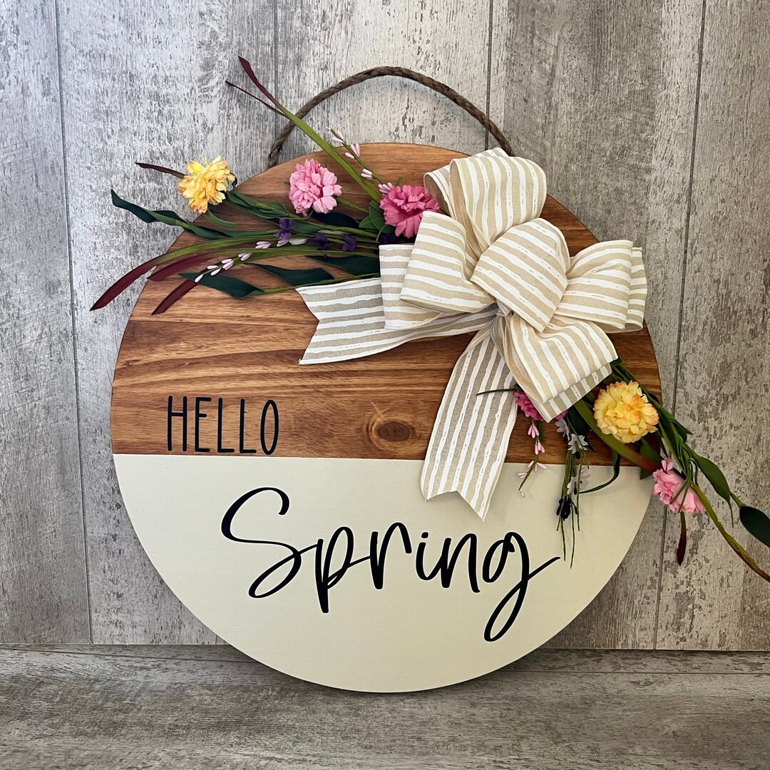 Front Door Decor Spring Door Hanger Hello Spring Front Door - Etsy