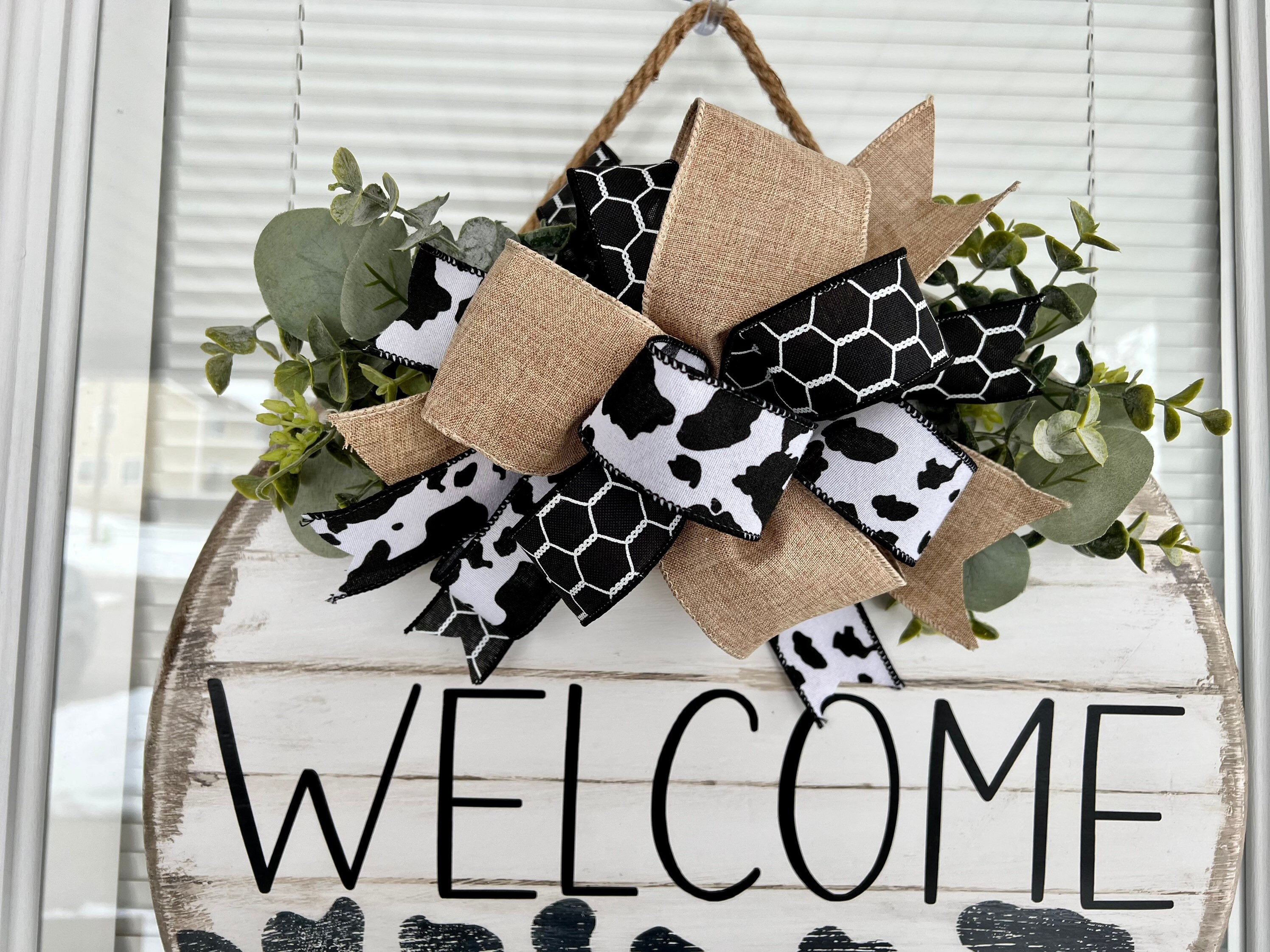 Front Door Decor Cow Print Door Hanger Western Decor Cow - Etsy
