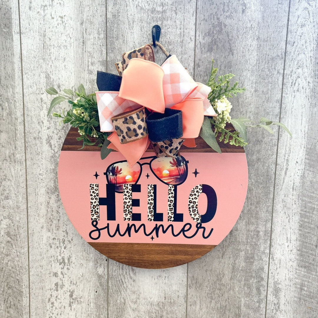 Hello Summer Front Door Hanger, Front Door Wreath, Porch Decor, Door ...