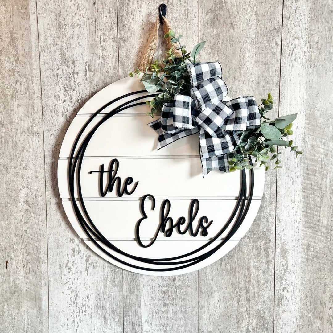 Personalized Last Name Sign, Interchangeable Door Hanger, Welcome Sign ...