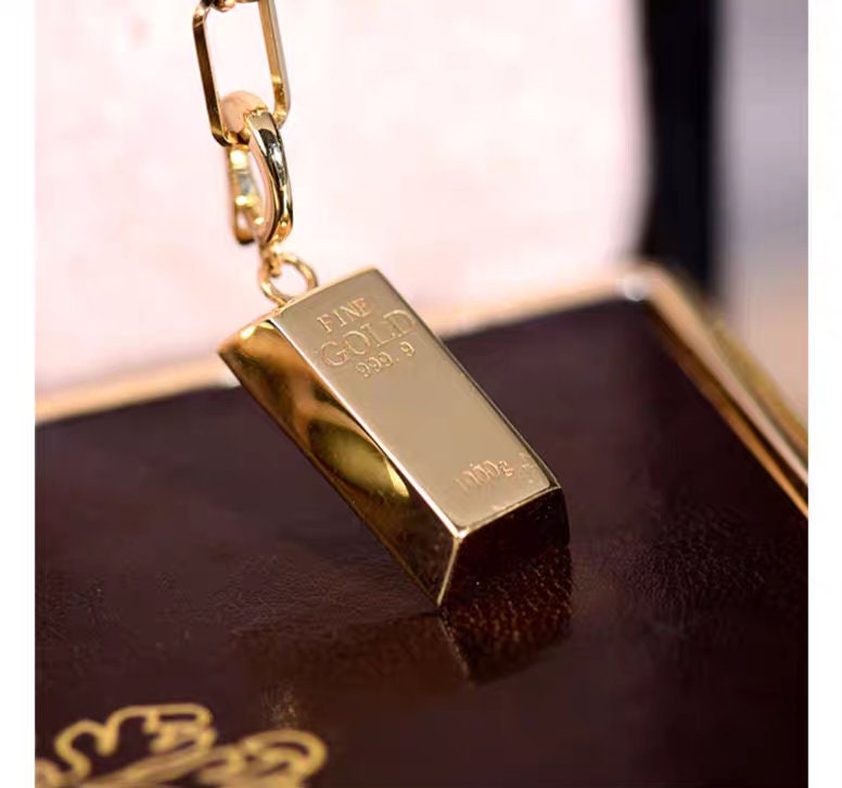 18k Real Solid Gold Lovely Gold Brick Pendant - Etsy