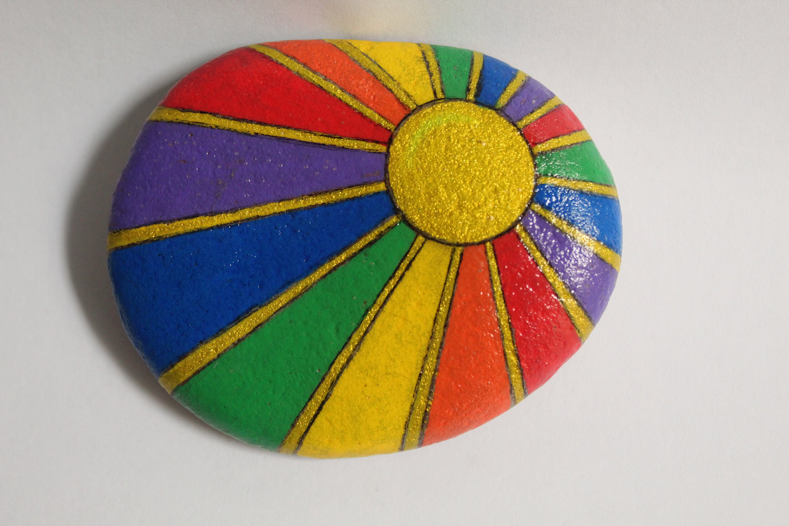 Rainbow Sun Painted Rock - Etsy