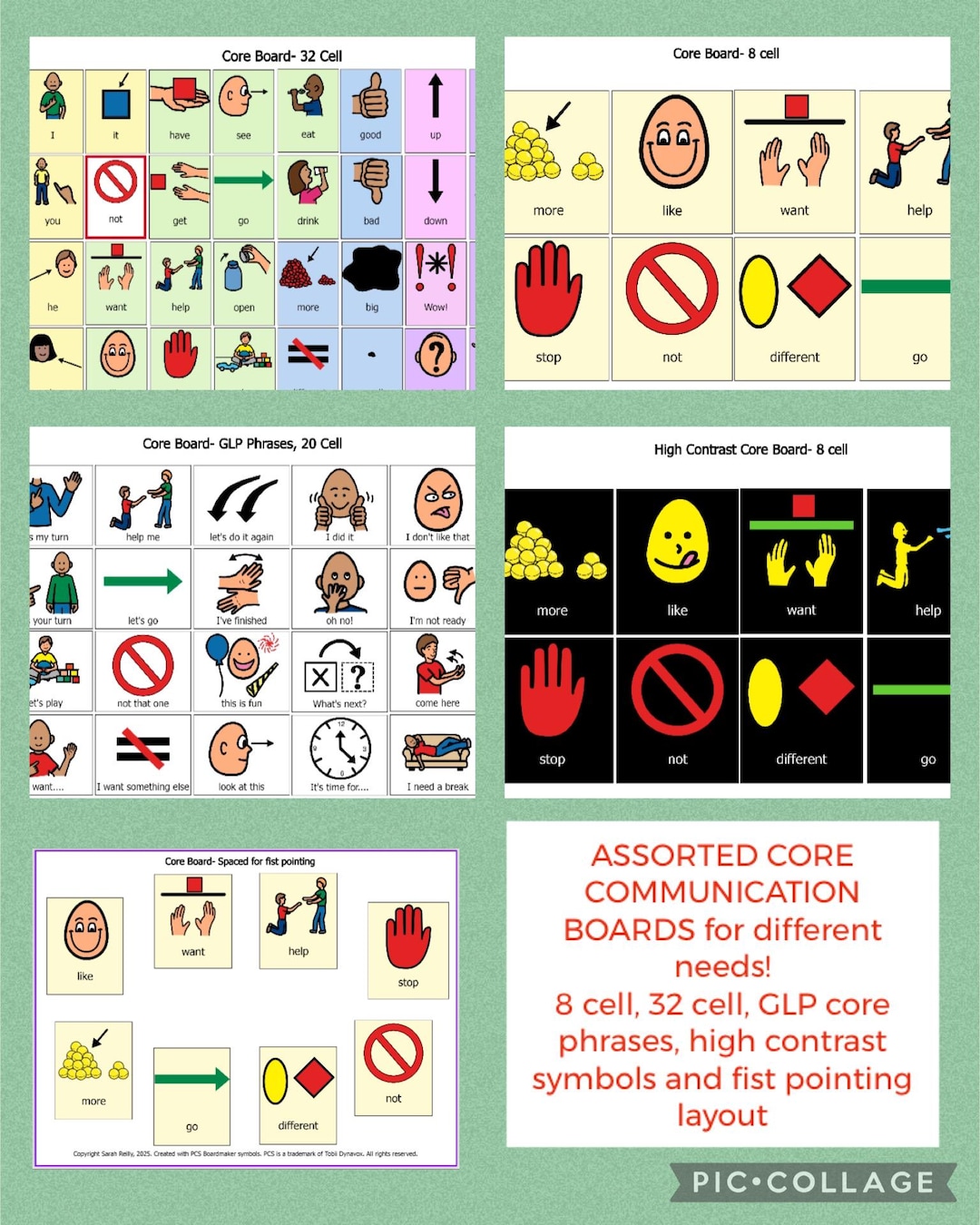 Assorted AAC Core Boards for Different Needs- 8 Cell, 32 Cell, Gestalt ...