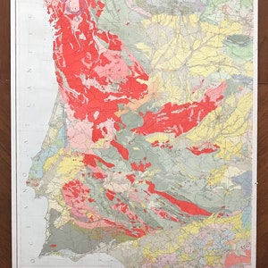 Vintage Geologic Map Portugal and Spain (2 Parts). 1966, Scale 1:1.000. ...
