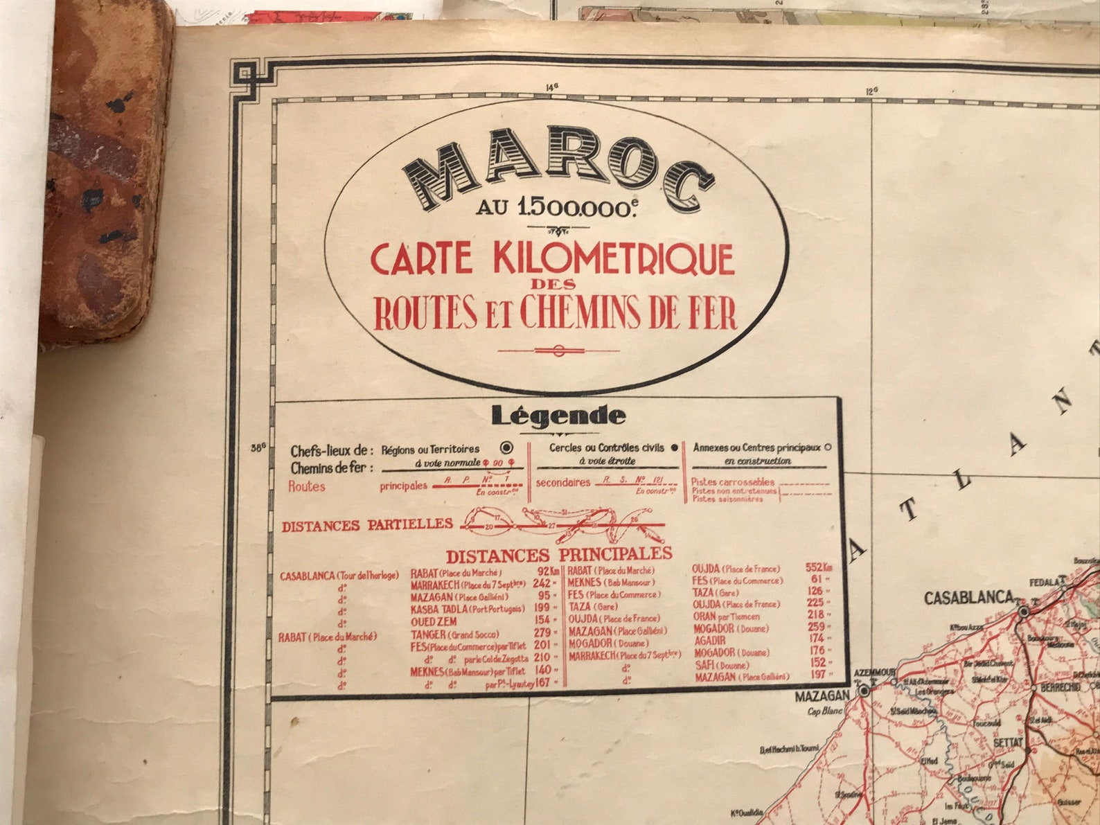 Morocco Rail Map - Maroc Route Chemins De Fer - 1948. - Etsy