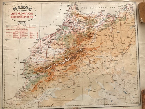 Morocco Rail Map Maroc Route Chemins De Fer 1948. - Etsy
