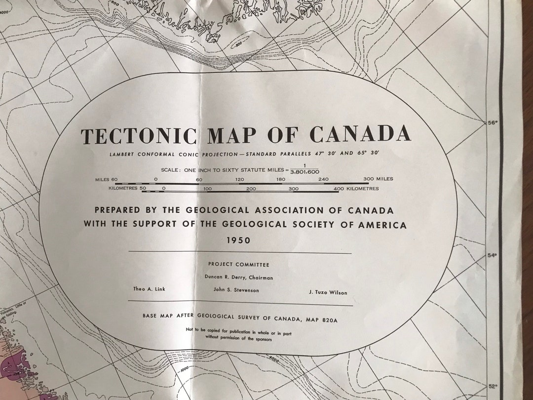 Large and Rare Tectonic Map of Canada (2 Parts). Scale 1:50.000 - Etsy
