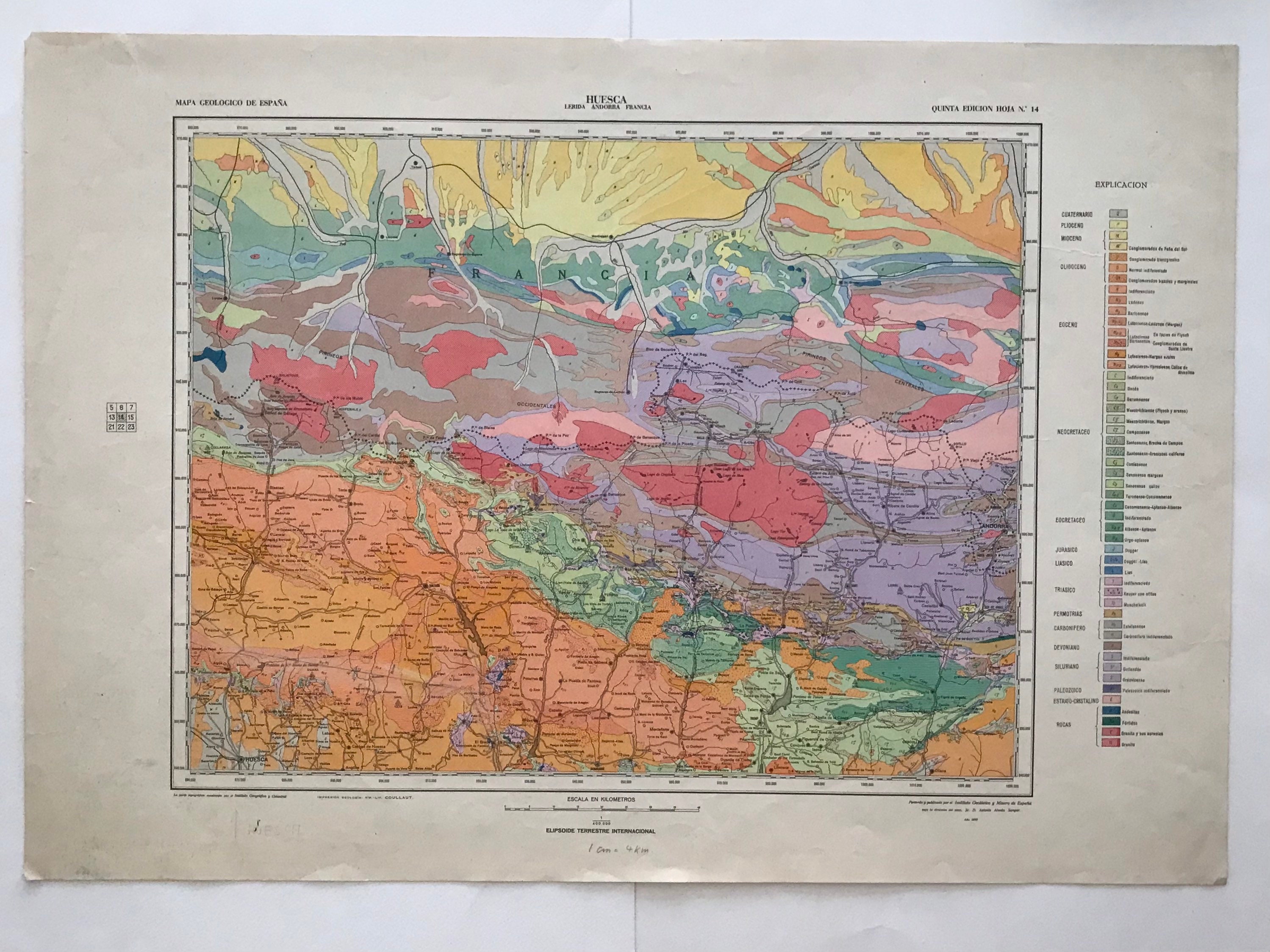 Vintage Geological Maps Málaga and Huesca (spain) 1960. Scale 1:400.000 ...