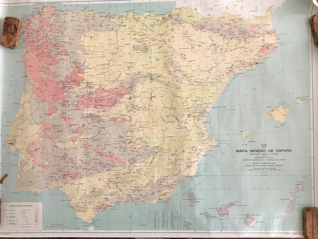 Set of Vintage Geological Map Spain and Portugal 1960 - ( Scale 1:2500 ...