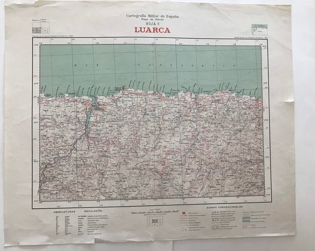 Vintage Military Map Luarca (spain) 1952. Scale 1:100.000 - Etsy UK