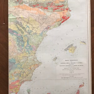 Vintage Geologic Map Portugal and Spain (2 Parts). 1966, Scale 1:1.000. ...