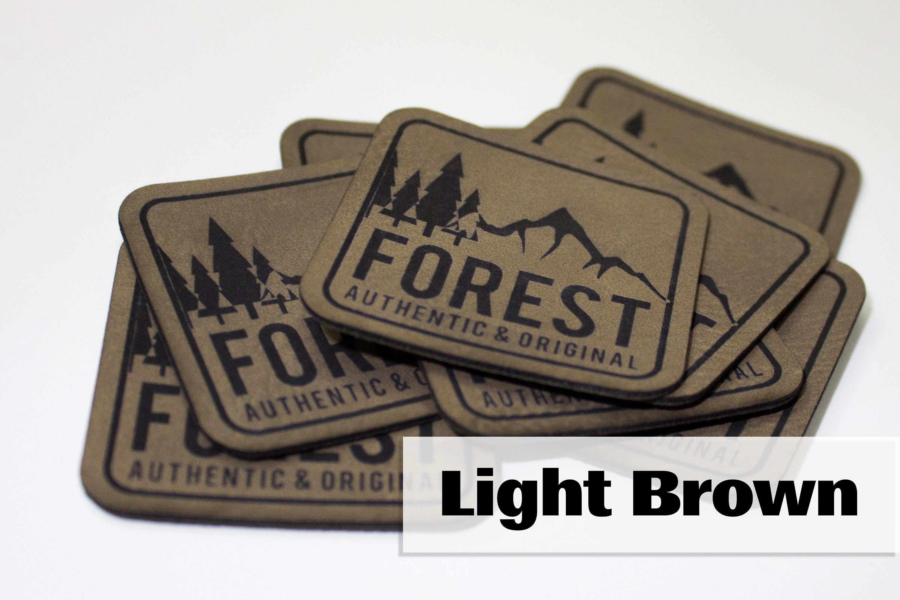 Custom Logo Leatherette Patches Multiple Colors Mockup | Etsy