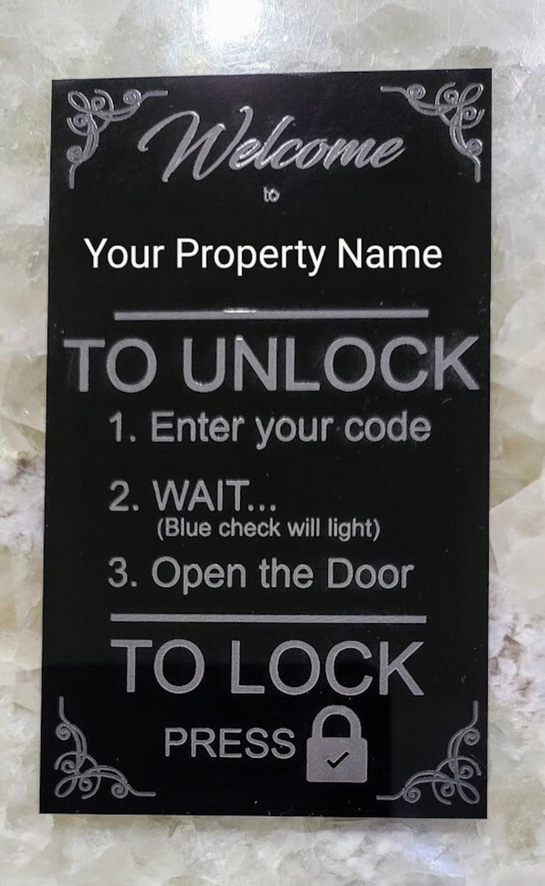 Vacation Rental Digital Door Lock Instruction Sign - Guest Self Check ...