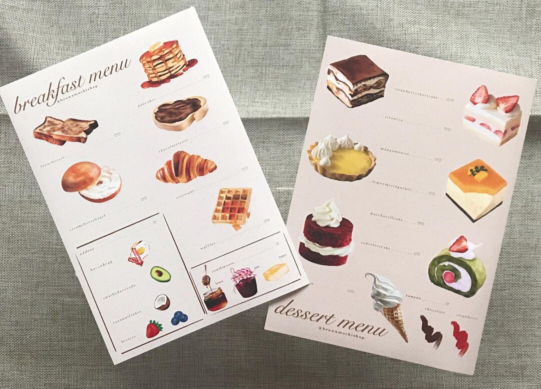 Menu Style Mini Stickers Sheet | Digital Art Handdrawn Food Fruit ...