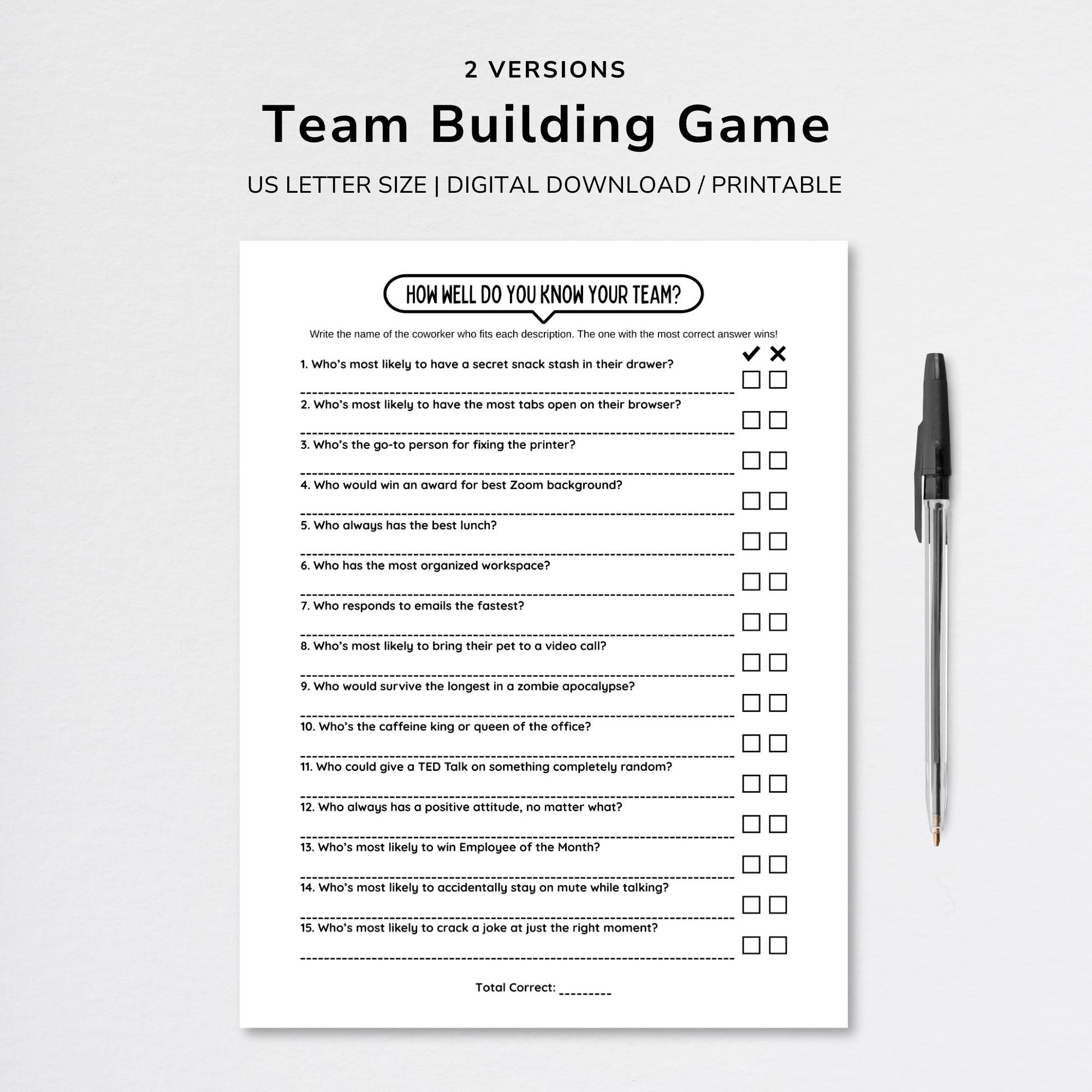 Team Building Game, Office Games, How Well Do You Know Your Team, Ice ...