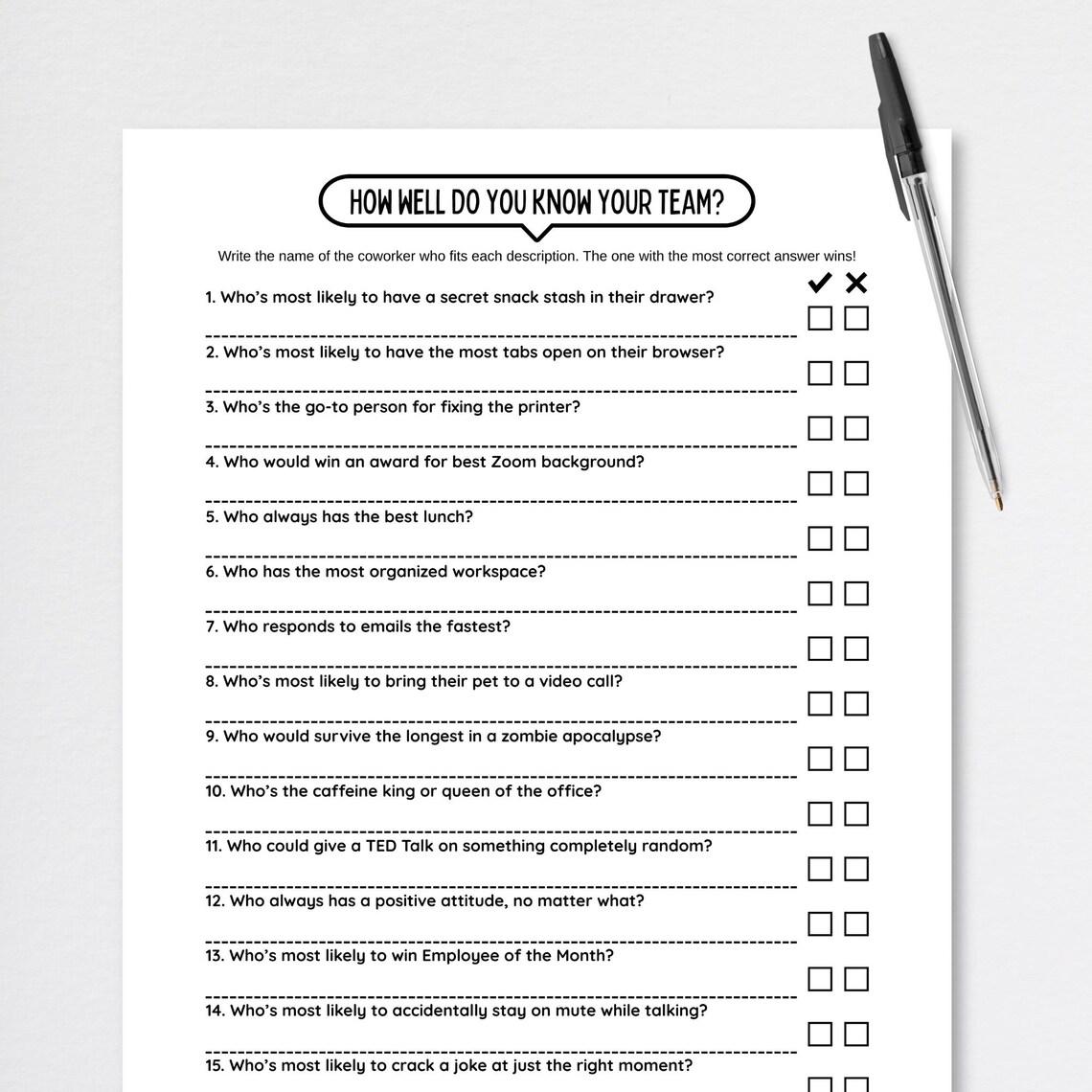 Team Building Game, Office Games, How Well Do You Know Your Team, Ice ...