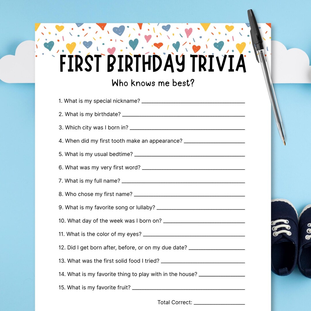 First Birthday Games, Berry First Birthday, 1st Birthday Trivia, 1st ...
