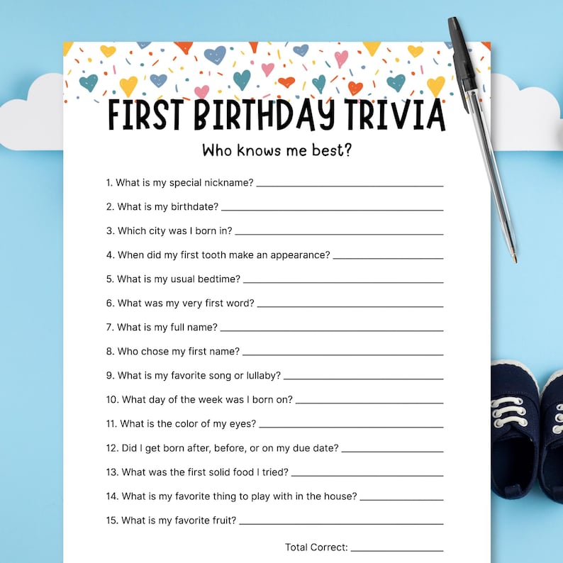 First Birthday Games, Berry First Birthday, 1st Birthday Trivia, 1st ...