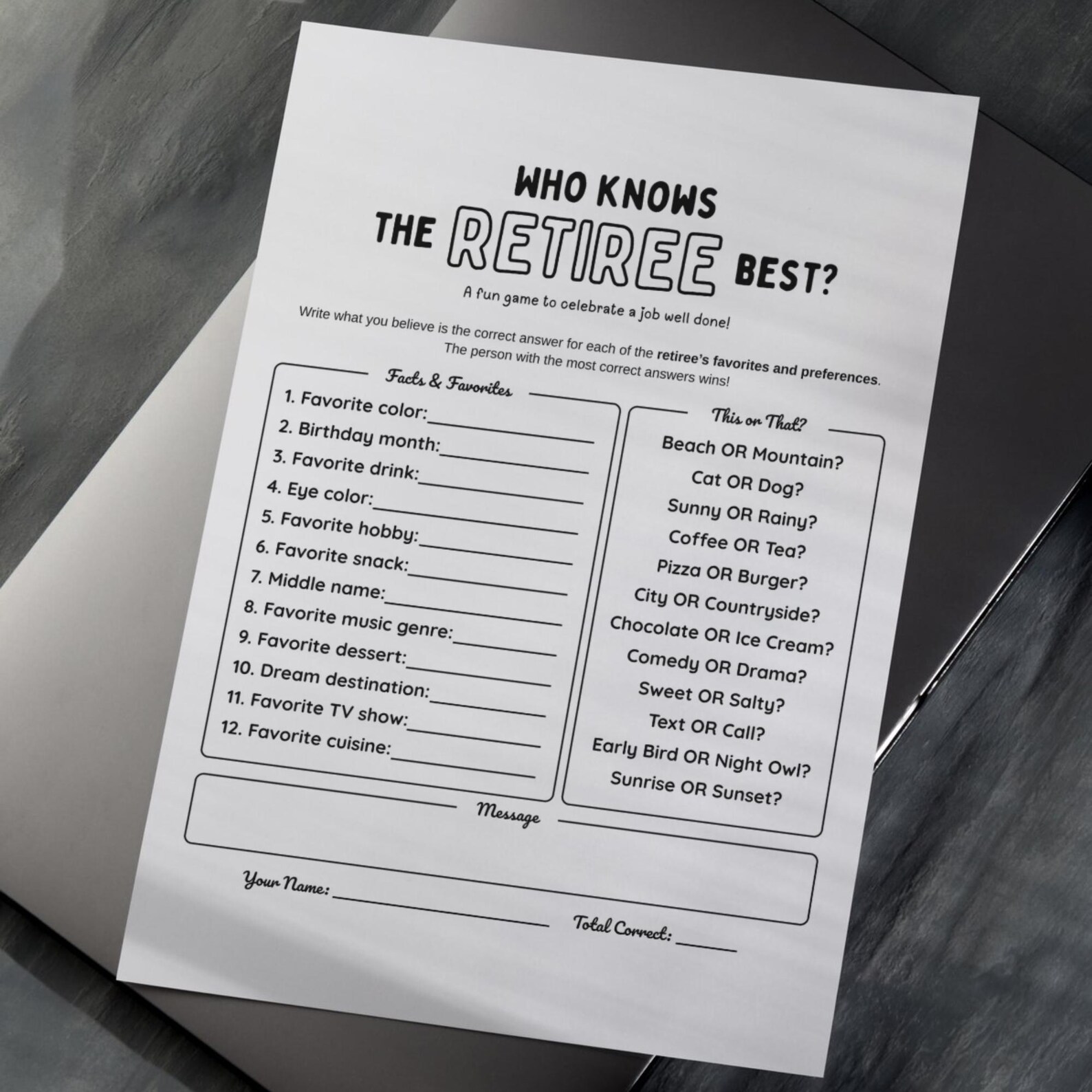 Retirement Games, Retirement Party Games, Team Building Games ...