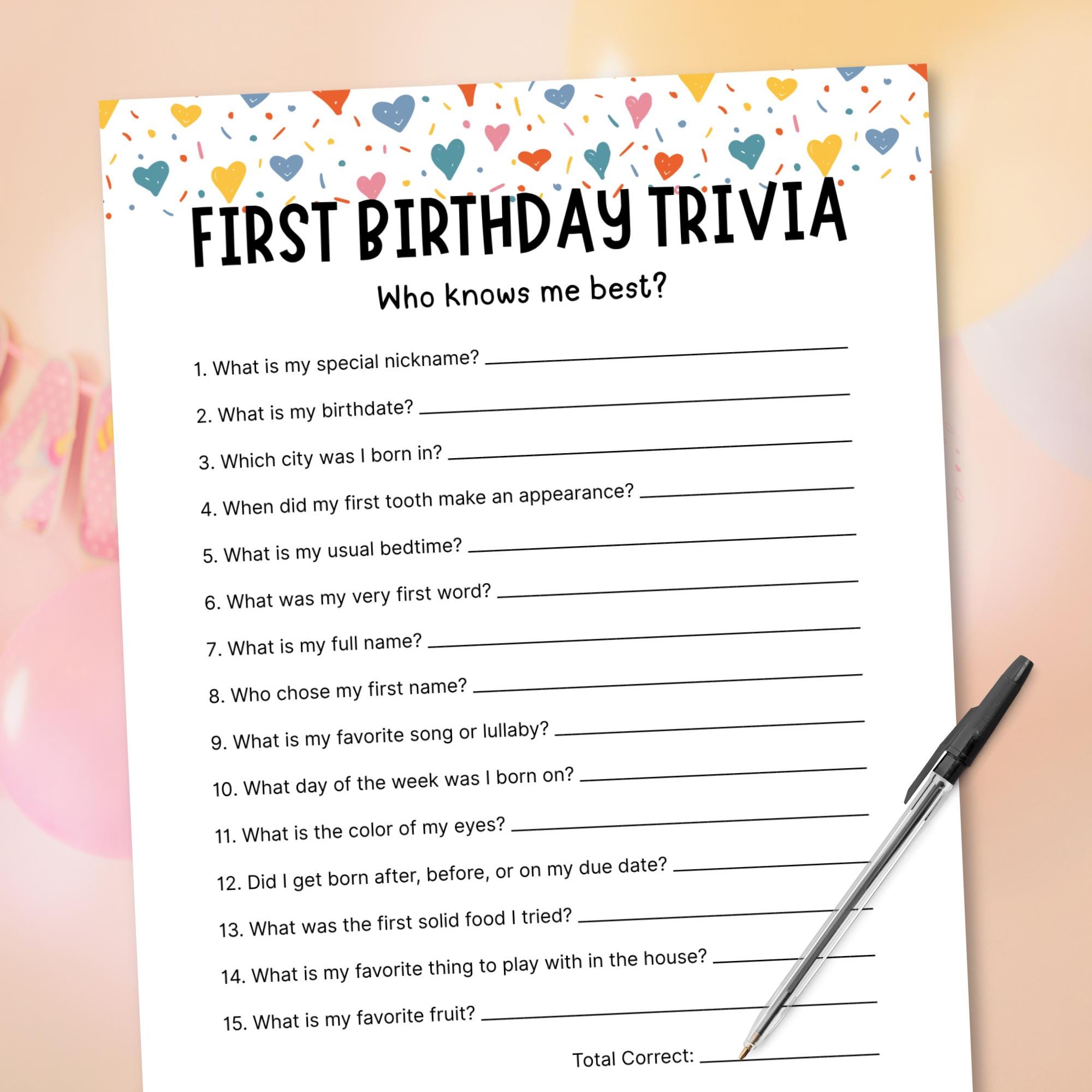 First Birthday Games, Berry First Birthday, 1st Birthday Trivia, 1st ...