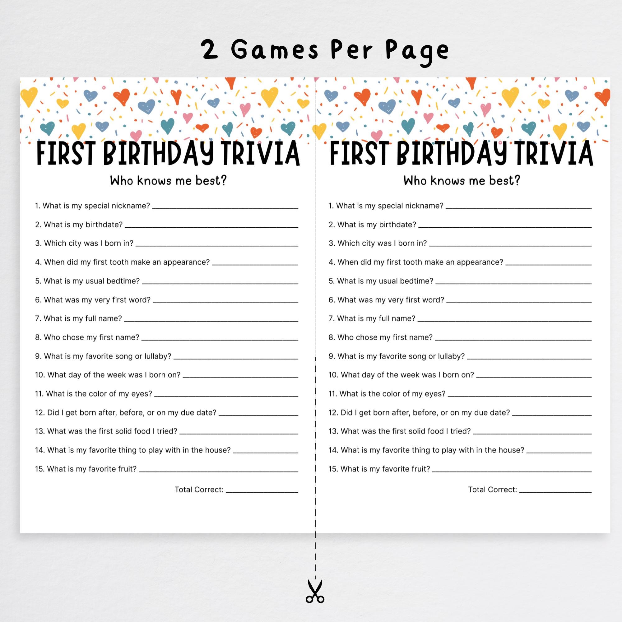 First Birthday Games, Berry First Birthday, 1st Birthday Trivia, 1st ...