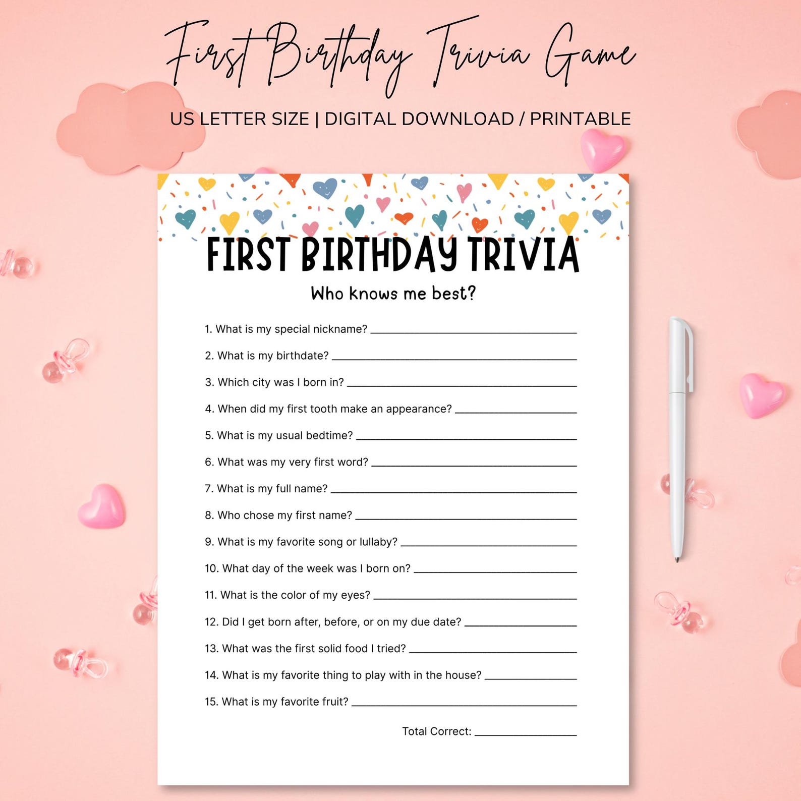 First Birthday Games, Berry First Birthday, 1st Birthday Trivia, 1st ...