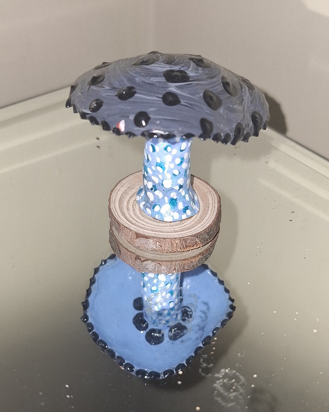 Black and Blue Toadstool Handmade Airclay Hand Decorated - Etsy
