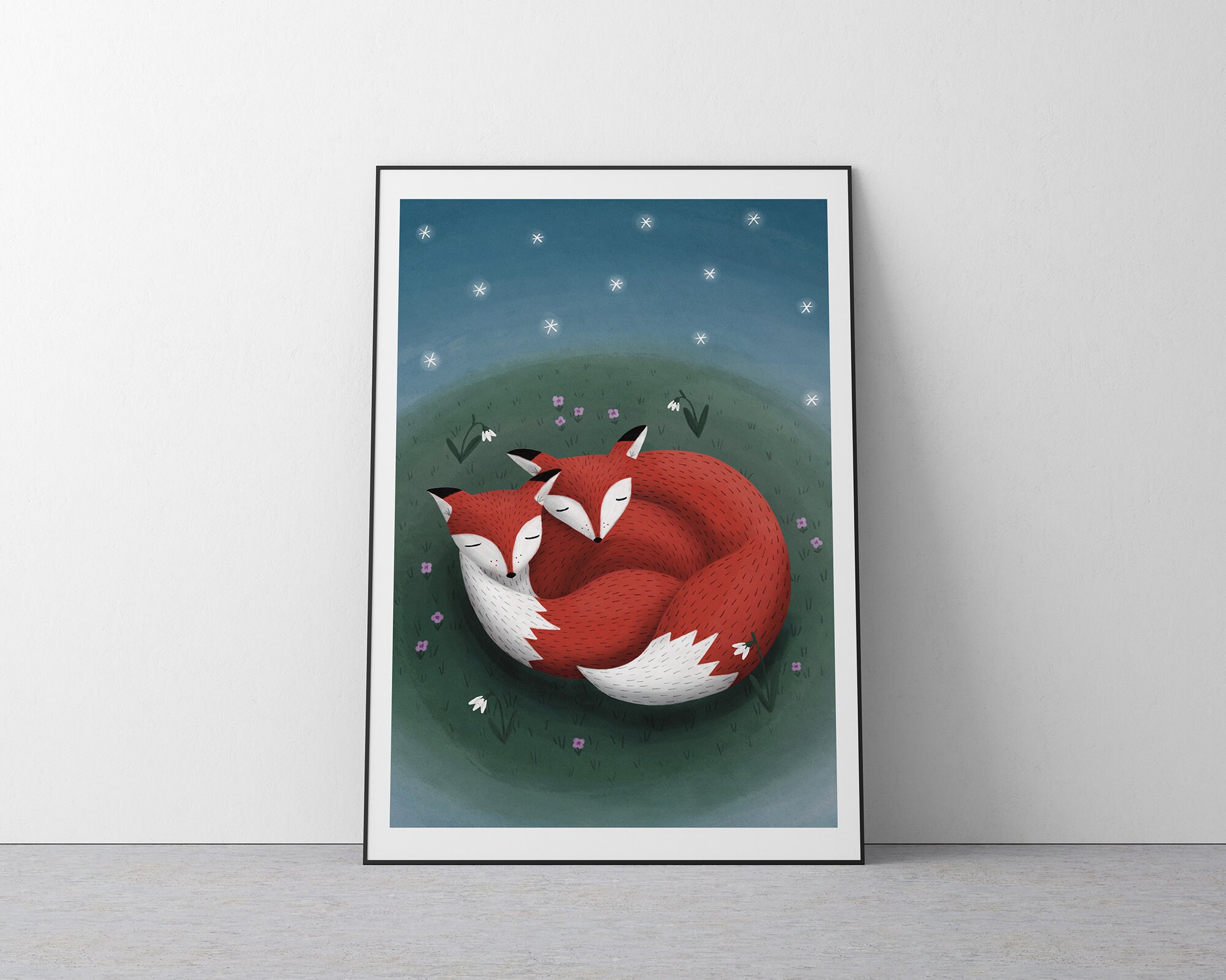 Printable Fox Couple Art Print Valentine's Day Print Animal ...