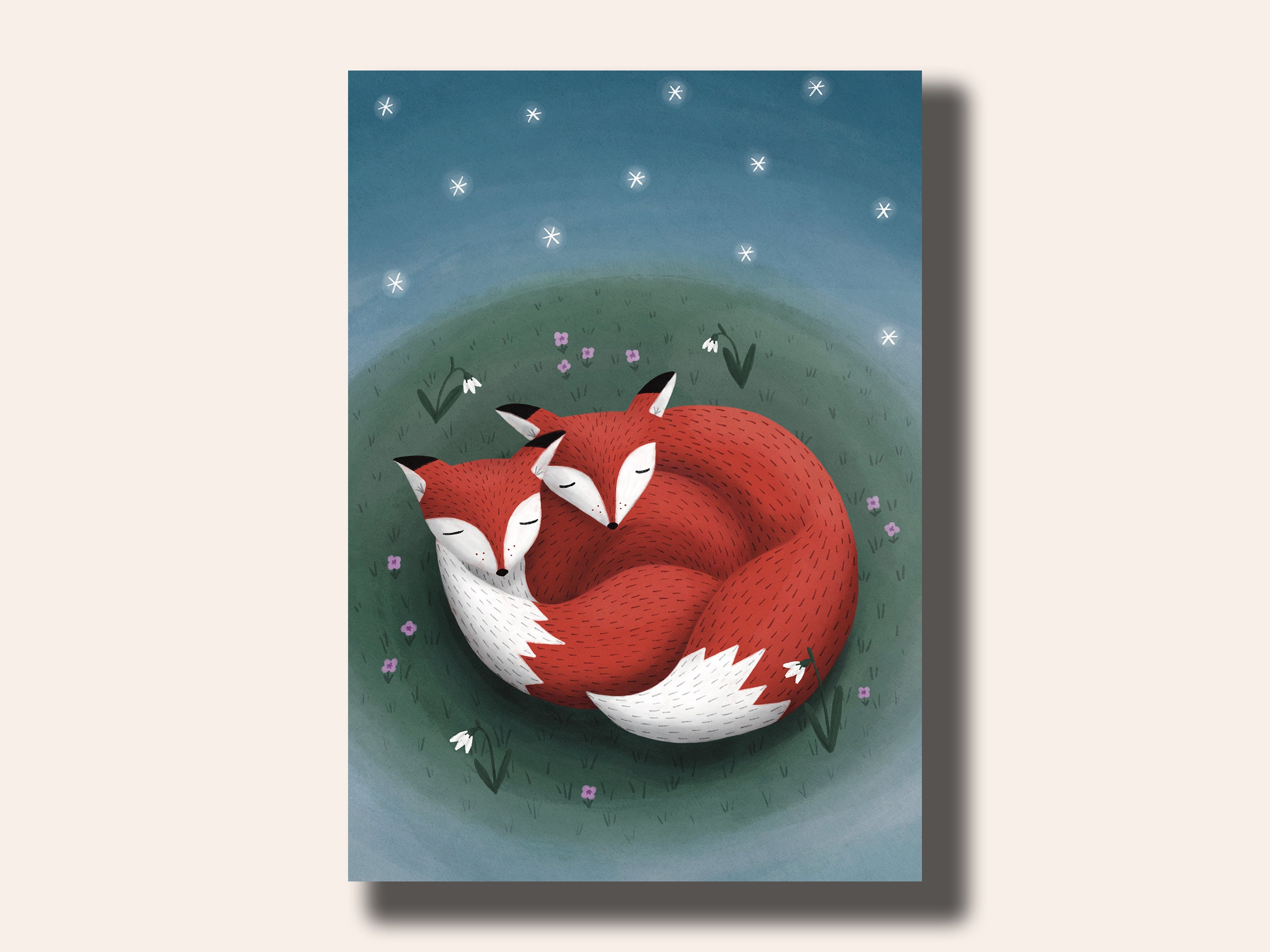 Printable Fox Couple Art Print Valentine's Day Print Animal ...