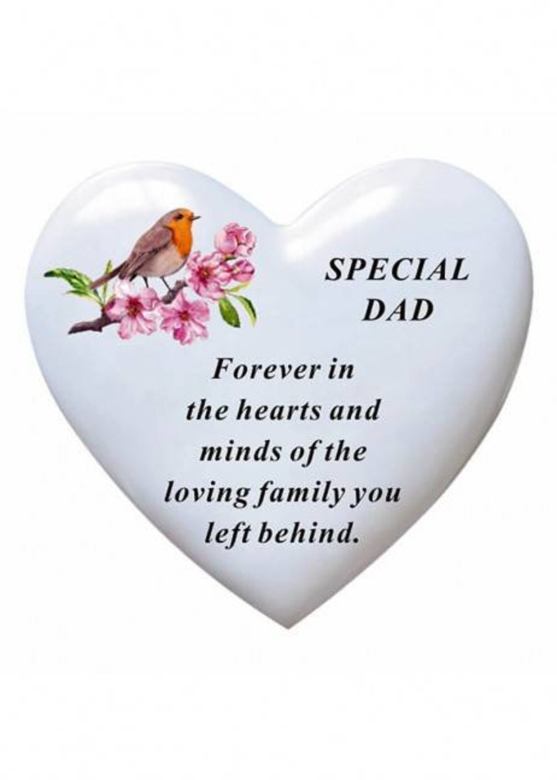 Beautiful Dad Robin Memorial White With Verse Heart Ornament Plaque 15 ...
