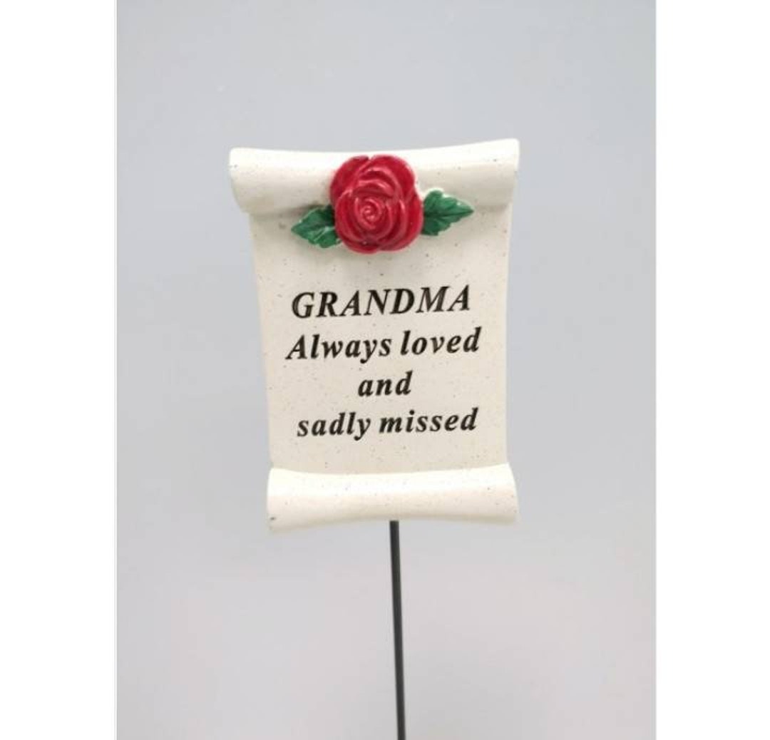 Grandma Always Loved Flower Rose Scroll Memorial Tribute Stick ...