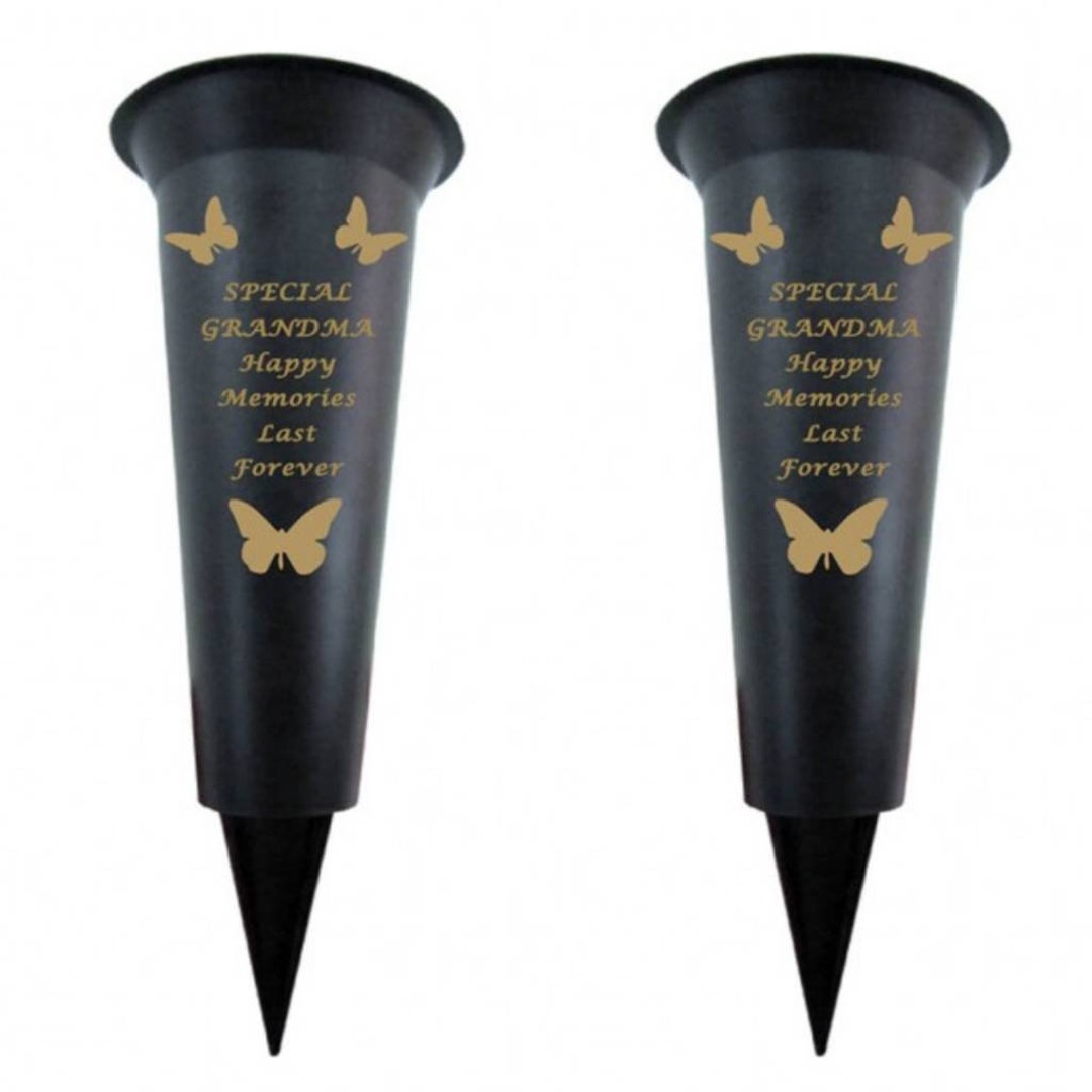 Grandma Graveside Memory Spike Memorial Grave Flower Vase Holder 2 Pack ...