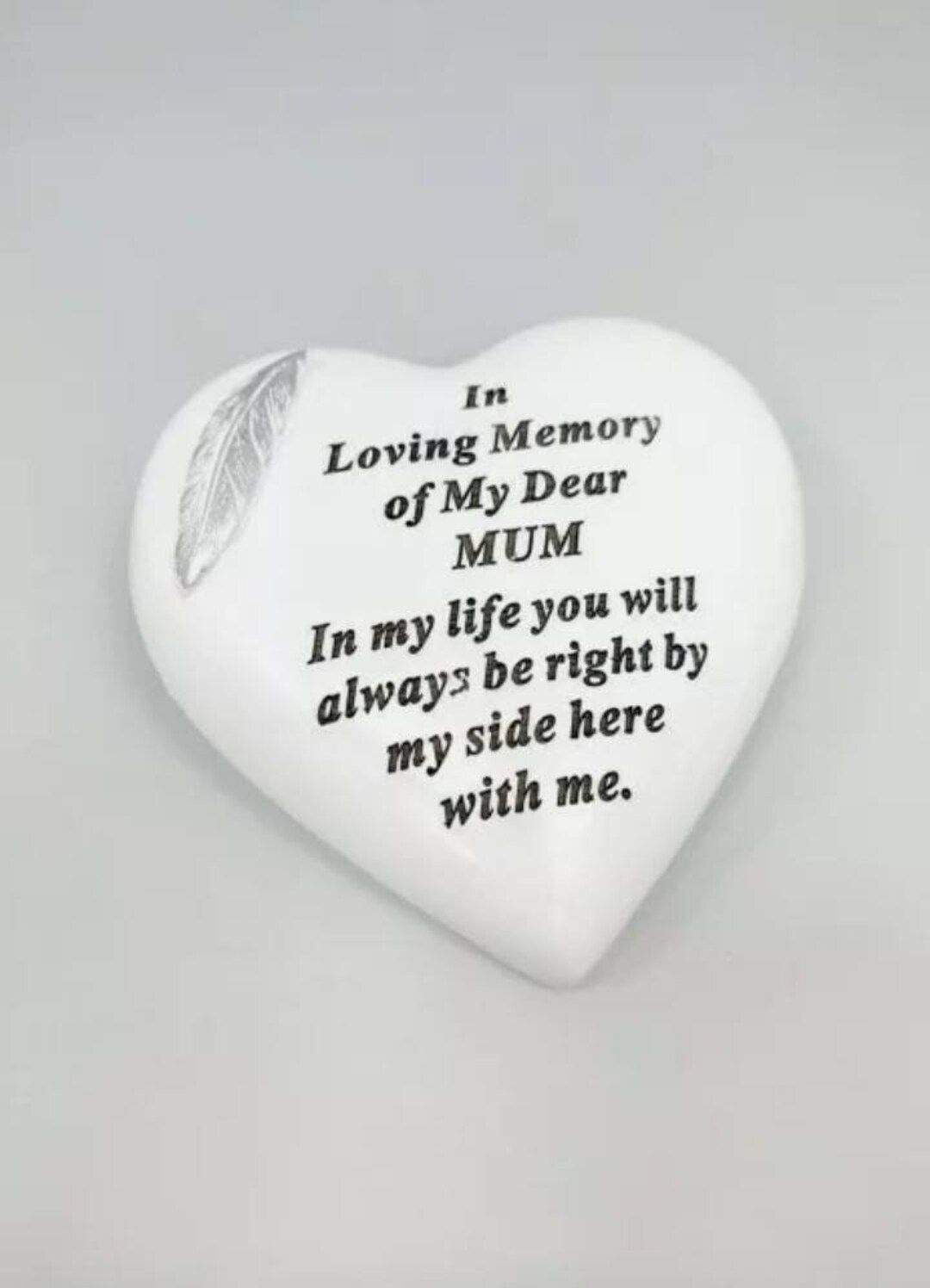 Mum Memorial Graveside Memorial White Feather Heart Grave Large Stone ...