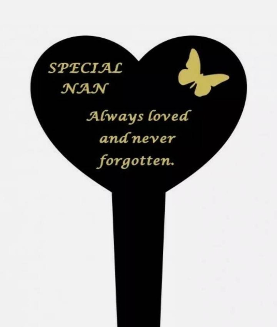 Nan Memorial Graveside Stake Heart Grave Plaque Butterfly Gold Stick ...