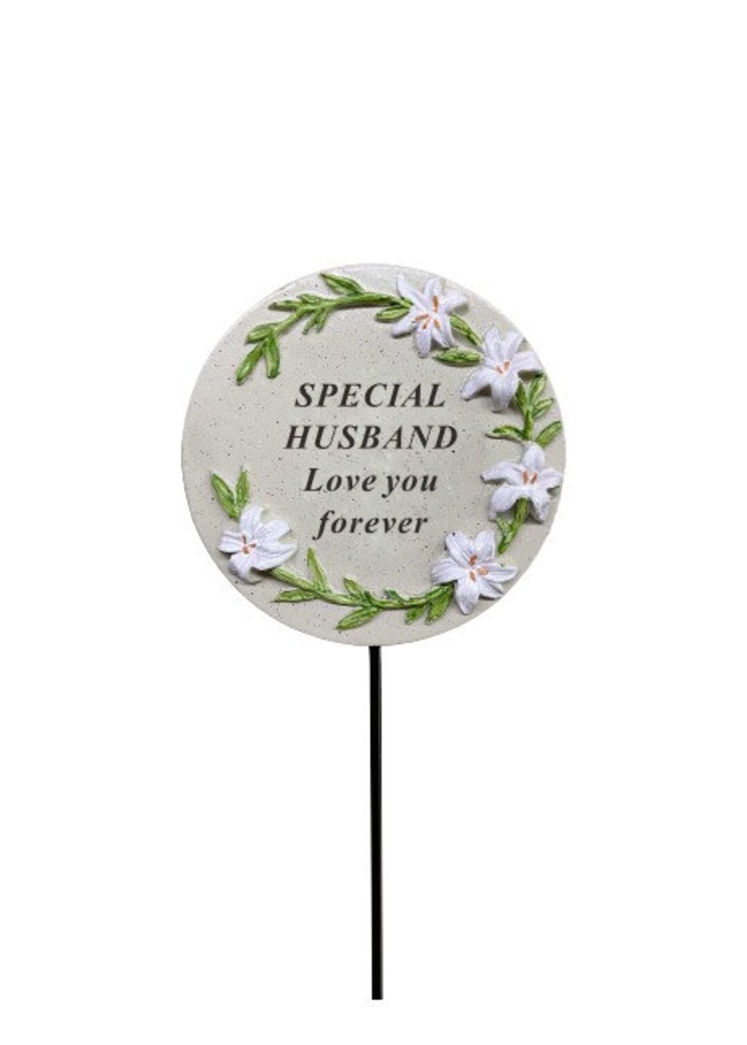 Husband Memorial Cream Lily Flower Stick Stake Pick Plaque Tribute ...