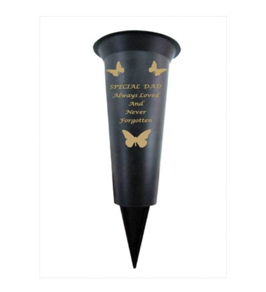 Dad Memorial Graveside Memory Spike Memorial Grave Flower Vase Black X ...